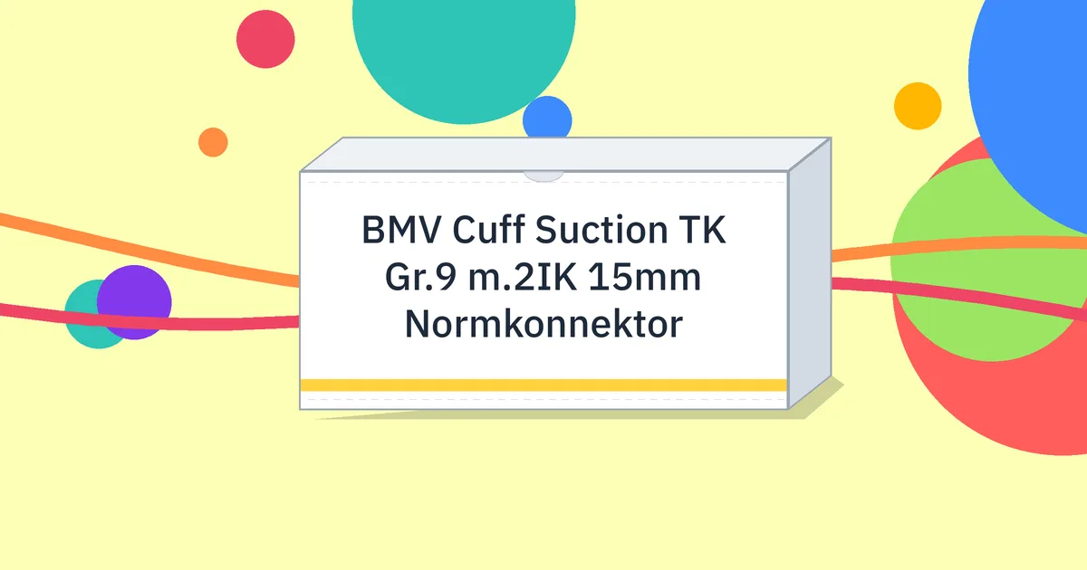 Symbolbild: Packung mit der Aufschrift BMV Cuff Suction TK Gr.9 m.2IK 15mm Normkonnektor (PZN 18383510) – Verfügbarkeit und Bezug in Apotheken in Frankfurt am Main