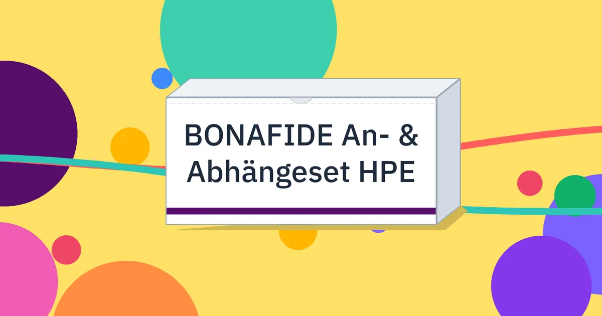 Symbolbild: Packung mit der Aufschrift BONAFIDE An- & Abhängeset HPE (PZN 19289032) – Verfügbarkeit und Bezug in Apotheken in Frankfurt am Main