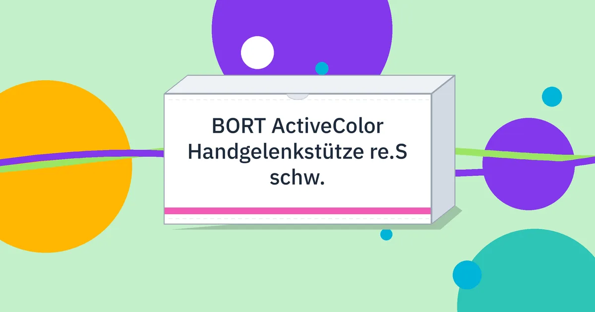 Symbolbild: Packung mit der Aufschrift BORT ActiveColor Handgelenkstütze re.S schw. (PZN 13423819) – Verfügbarkeit und Bezug in Apotheken in Frankfurt am Main