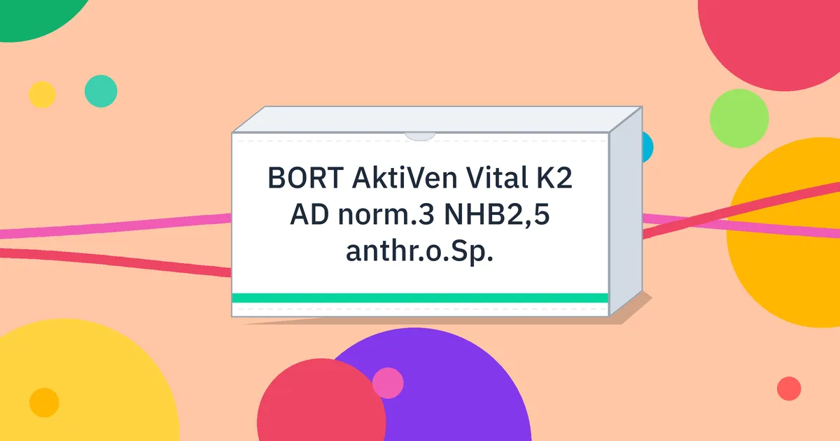 Symbolbild: Packung mit der Aufschrift BORT AktiVen Vital K2 AD norm.3 NHB2,5 anthr.o.Sp. (PZN 17499570) – Verfügbarkeit und Bezug in Apotheken in Frankfurt am Main