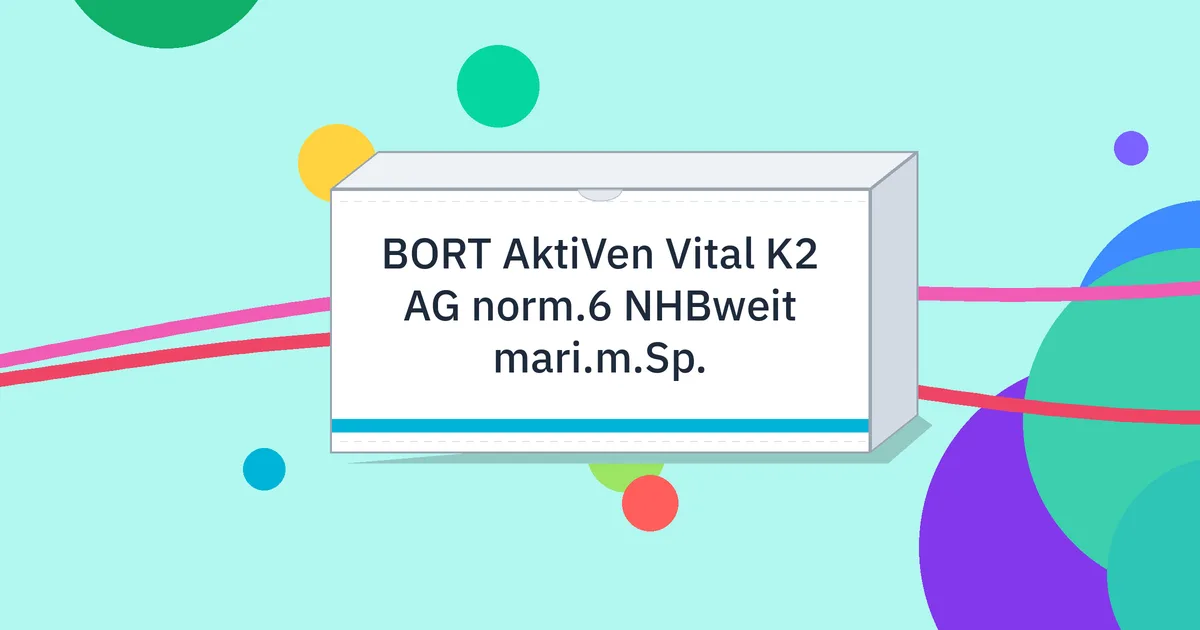 Symbolbild: Packung mit der Aufschrift BORT AktiVen Vital K2 AG norm.6 NHBweit mari.m.Sp. (PZN 13733336) – Verfügbarkeit und Bezug in Apotheken in Frankfurt am Main