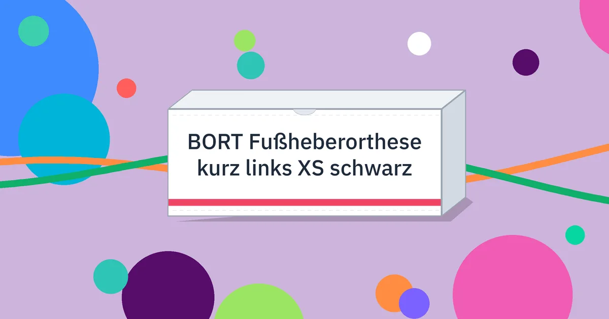 Symbolbild: Packung mit der Aufschrift BORT Fußheberorthese kurz links XS schwarz (PZN 19110659) – Verfügbarkeit und Bezug in Apotheken in Frankfurt am Main