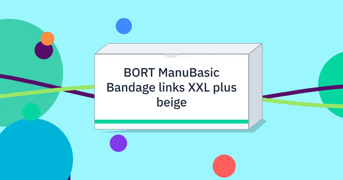 Symbolbild: Packung mit der Aufschrift BORT ManuBasic Bandage links XXL plus beige (PZN 18269978) – Verfügbarkeit und Bezug in Apotheken in Frankfurt am Main