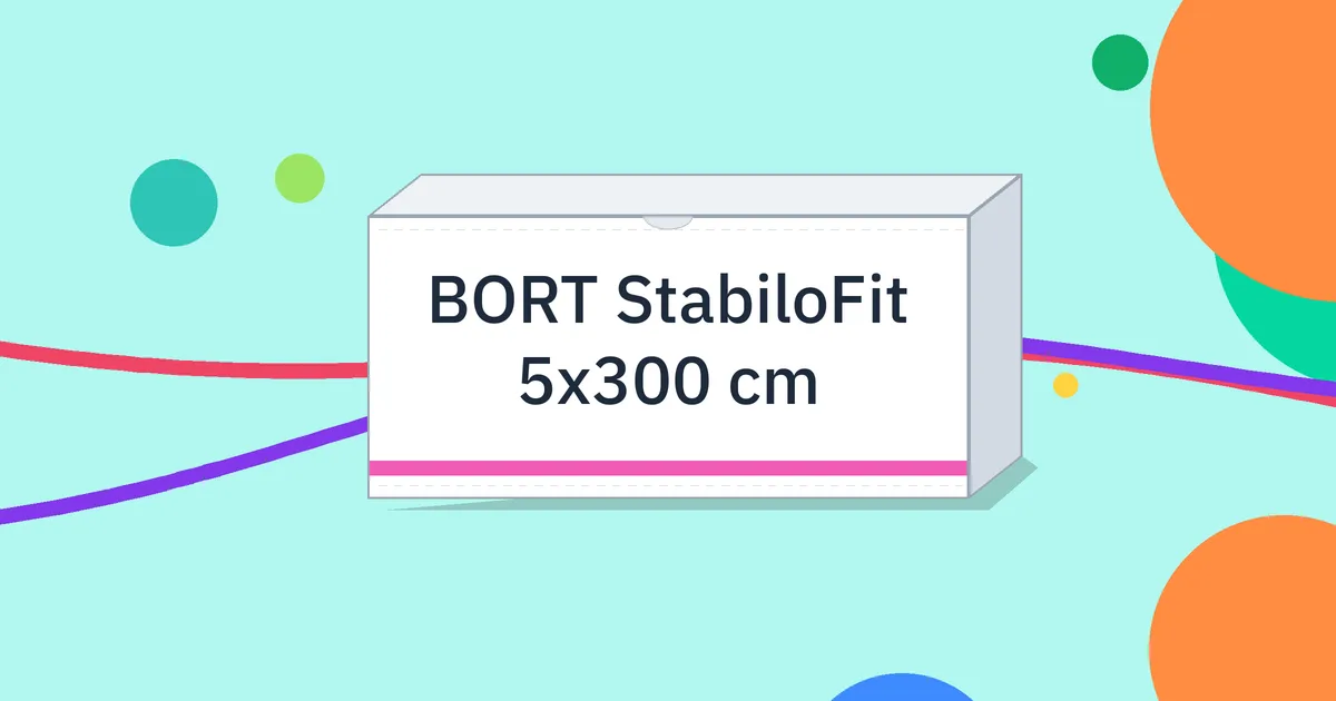 Symbolbild: Packung mit der Aufschrift BORT StabiloFit 5x300 cm (PZN 01140387) – Verfügbarkeit und Bezug in Apotheken in Frankfurt am Main