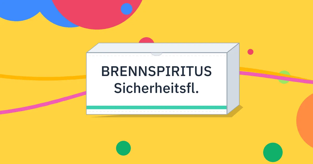 Symbolbild: Packung mit der Aufschrift BRENNSPIRITUS Sicherheitsfl. (PZN 02421496) – Verfügbarkeit und Bezug in Apotheken in Frankfurt am Main