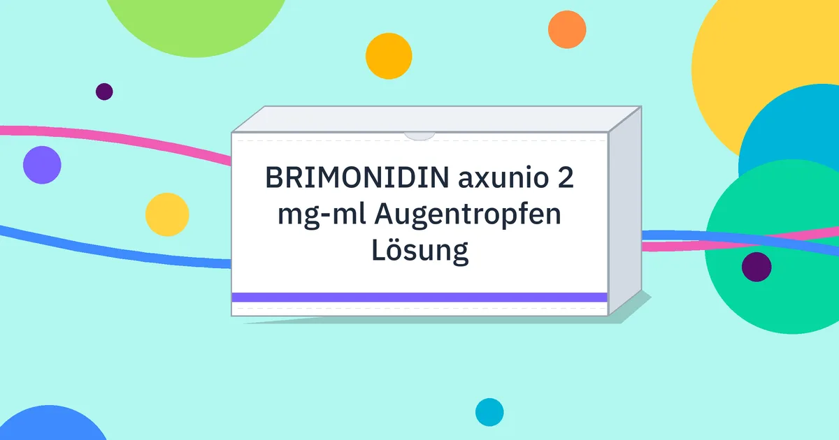 Symbolbild: Packung mit der Aufschrift BRIMONIDIN axunio 2 mg-ml Augentropfen Lösung (PZN 19744128) – Verfügbarkeit und Bezug in Apotheken in Frankfurt am Main