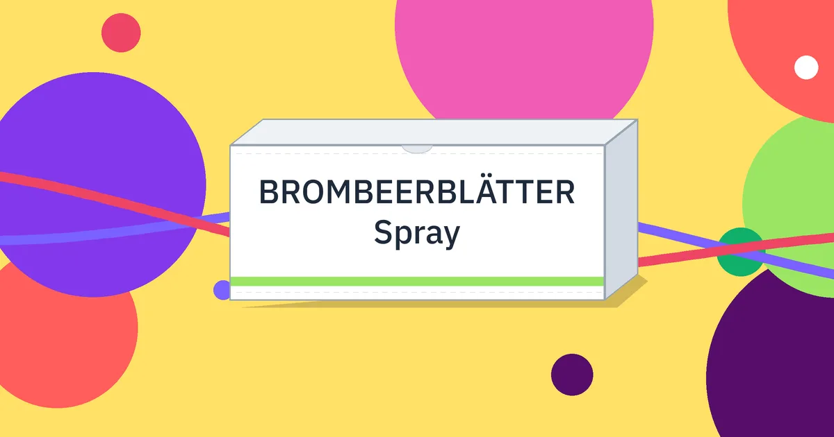 Symbolbild: Packung mit der Aufschrift BROMBEERBLÄTTER Spray (PZN 11712301) – Verfügbarkeit und Bezug in Apotheken in Frankfurt am Main