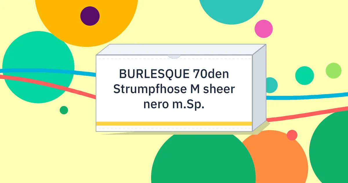 Symbolbild: Packung mit der Aufschrift BURLESQUE 70den Strumpfhose M sheer nero m.Sp. (PZN 16185467) – Verfügbarkeit und Bezug in Apotheken in Frankfurt am Main