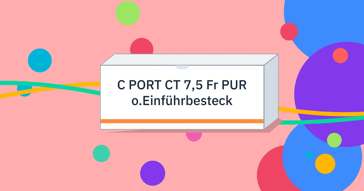 Symbolbild: Packung mit der Aufschrift C PORT CT 7,5 Fr PUR o.Einführbesteck (PZN 07653969) – Verfügbarkeit und Bezug in Apotheken in Frankfurt am Main