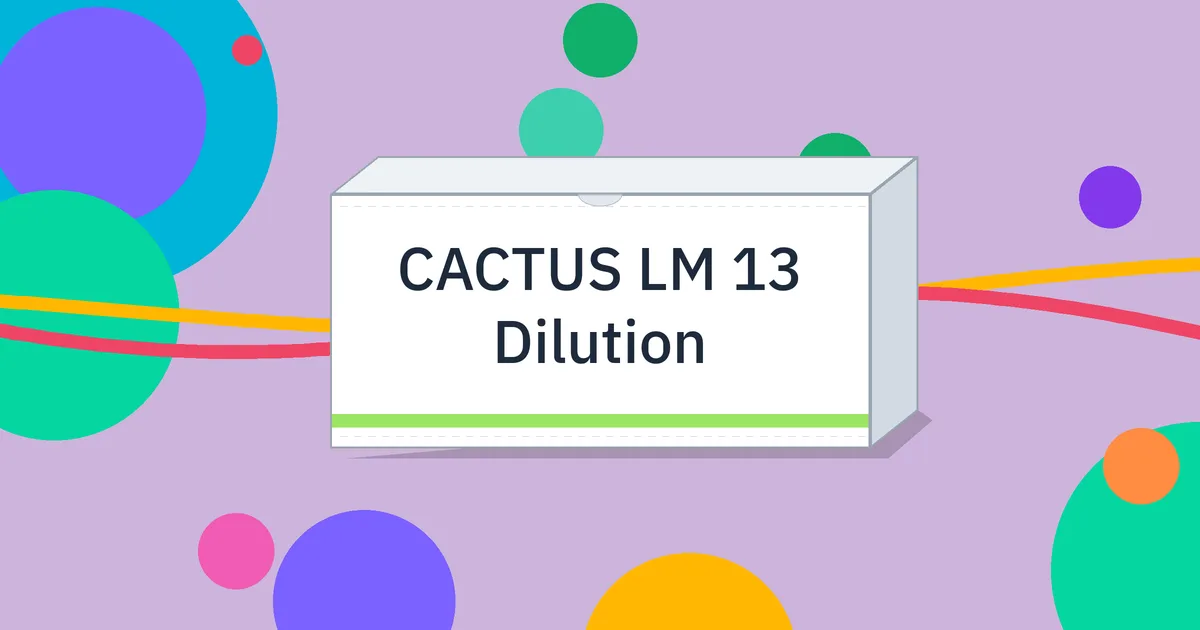 Symbolbild: Packung mit der Aufschrift CACTUS LM 13 Dilution (PZN 12797446) – Verfügbarkeit und Bezug in Apotheken in Frankfurt am Main