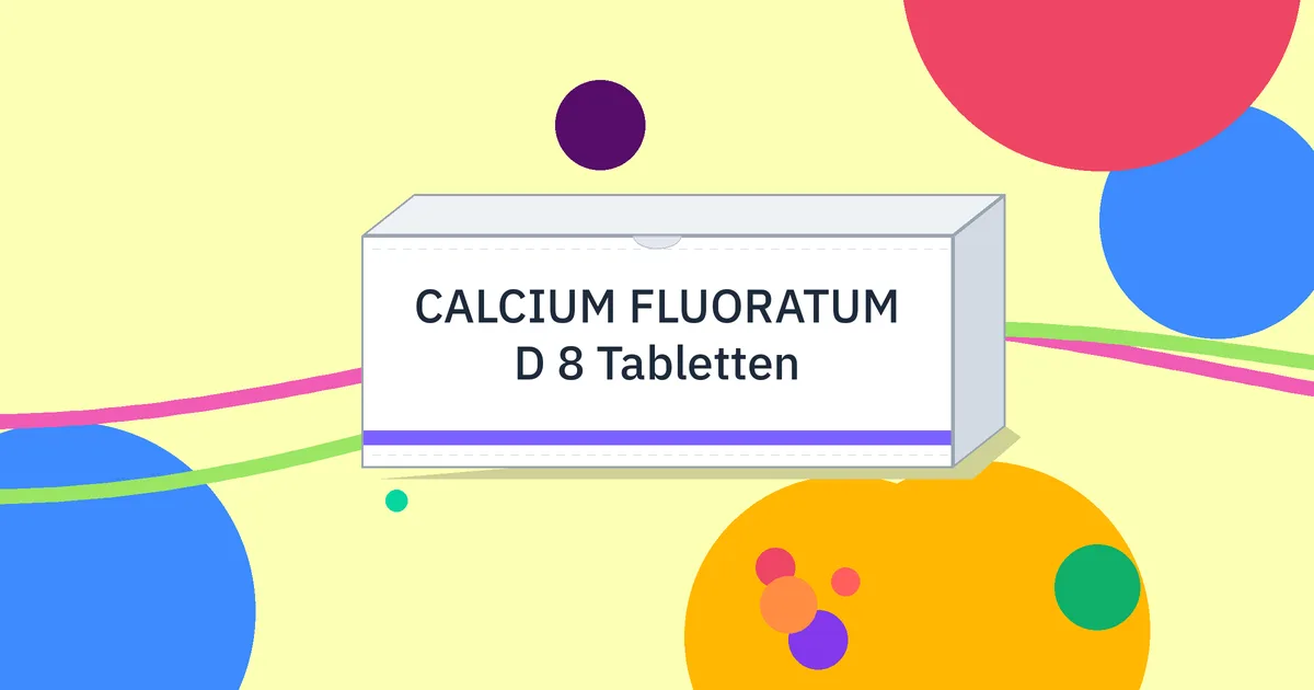 Symbolbild: Packung mit der Aufschrift CALCIUM FLUORATUM D 8 Tabletten (PZN 02807876) – Verfügbarkeit und Bezug in Apotheken in Frankfurt am Main