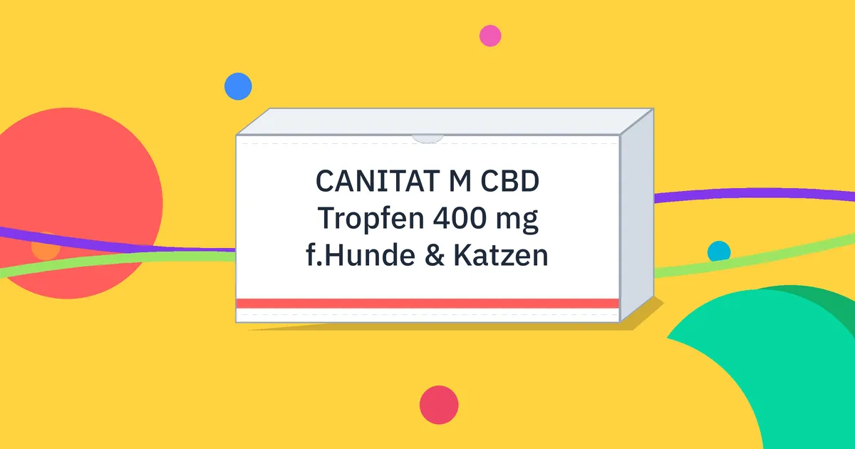 Symbolbild: Packung mit der Aufschrift CANITAT M CBD Tropfen 400 mg f.Hunde & Katzen (PZN 15895540) – Verfügbarkeit und Bezug in Apotheken in Frankfurt am Main