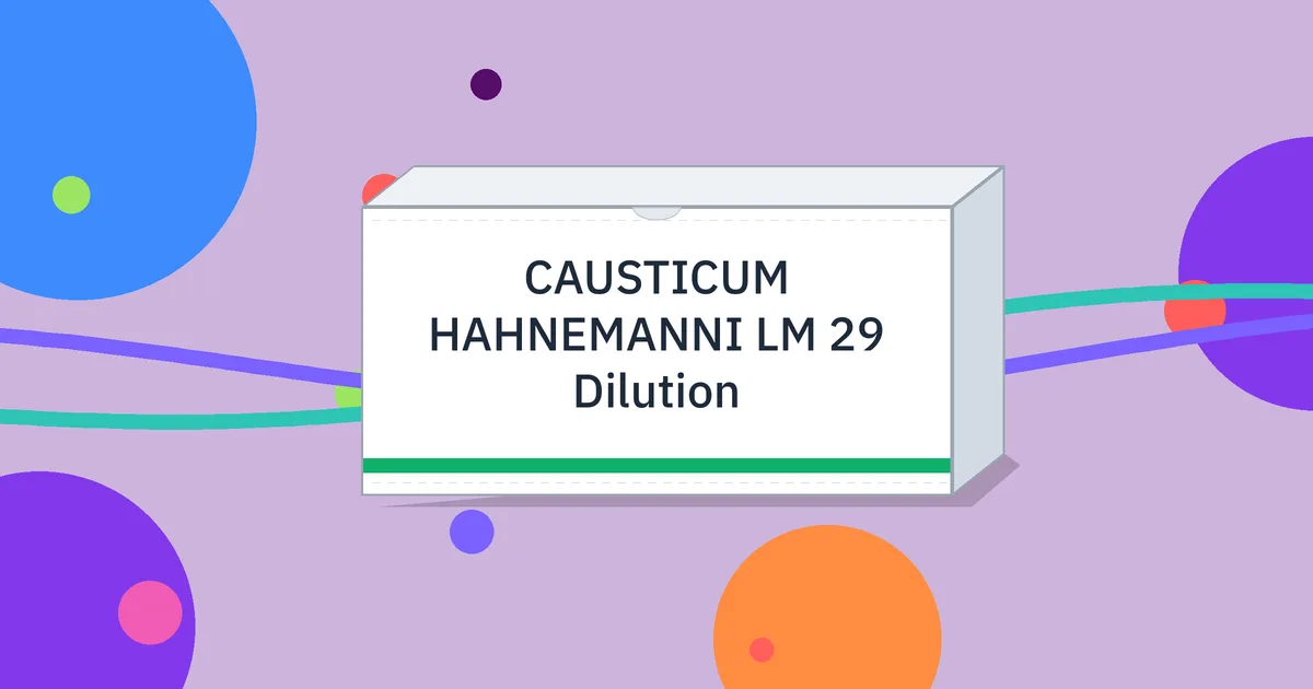 Symbolbild: Packung mit der Aufschrift CAUSTICUM HAHNEMANNI LM 29 Dilution (PZN 12811821) – Verfügbarkeit und Bezug in Apotheken in Frankfurt am Main