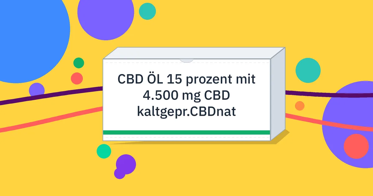 Symbolbild: Packung mit der Aufschrift CBD ÖL 15 prozent mit 4.500 mg CBD kaltgepr.CBDnat (PZN 18413872) – Verfügbarkeit und Bezug in Apotheken in Frankfurt am Main