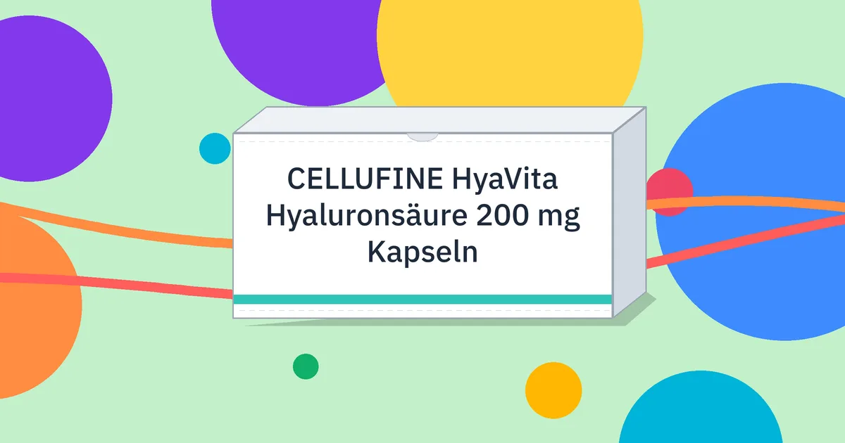 Symbolbild: Packung mit der Aufschrift CELLUFINE HyaVita Hyaluronsäure 200 mg Kapseln (PZN 14027876) – Verfügbarkeit und Bezug in Apotheken in Frankfurt am Main