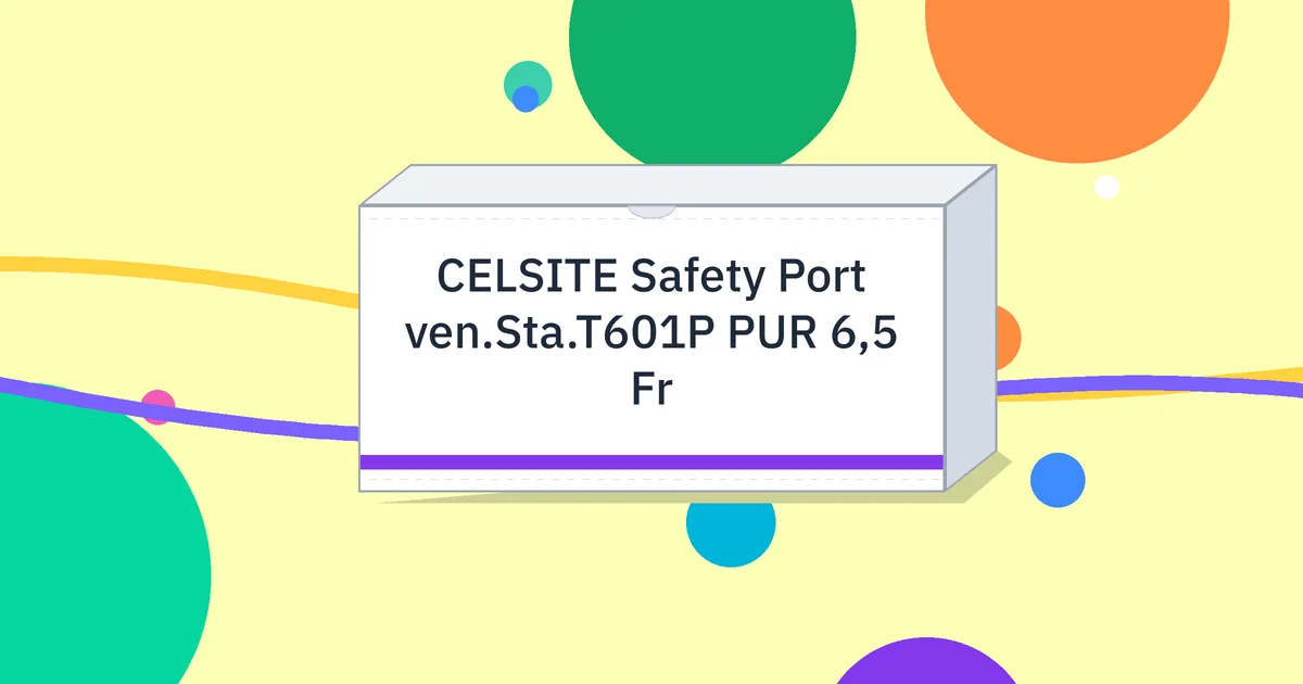 Symbolbild: Packung mit der Aufschrift CELSITE Safety Port ven.Sta.T601P PUR 6,5 Fr (PZN 11322758) – Verfügbarkeit und Bezug in Apotheken in Frankfurt am Main