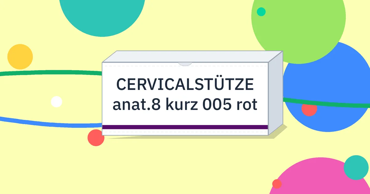 Symbolbild: Packung mit der Aufschrift CERVICALSTÜTZE anat.8 kurz 005 rot (PZN 08895522) – Verfügbarkeit und Bezug in Apotheken in Frankfurt am Main