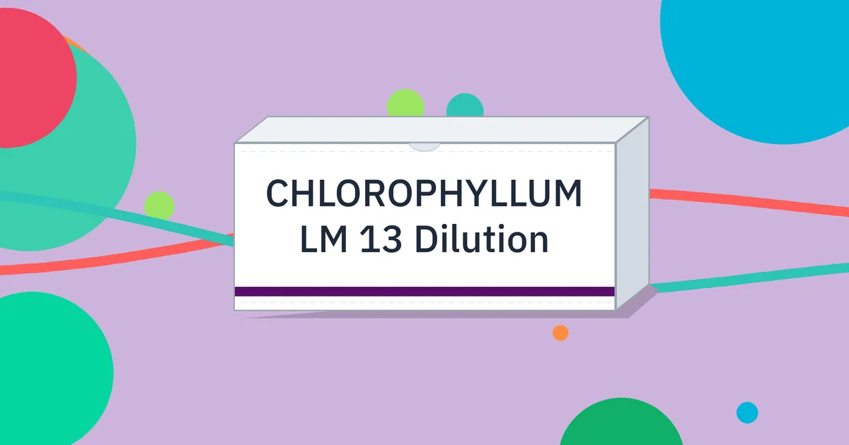 Symbolbild: Packung mit der Aufschrift CHLOROPHYLLUM LM 13 Dilution (PZN 13445028) – Verfügbarkeit und Bezug in Apotheken in Frankfurt am Main