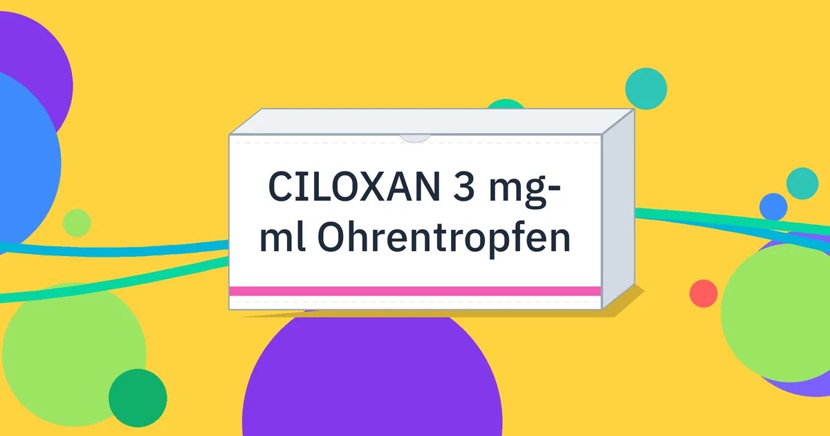 Symbolbild: Packung mit der Aufschrift CILOXAN 3 mg-ml Ohrentropfen (PZN 12483179) – Verfügbarkeit und Bezug in Apotheken in Frankfurt am Main