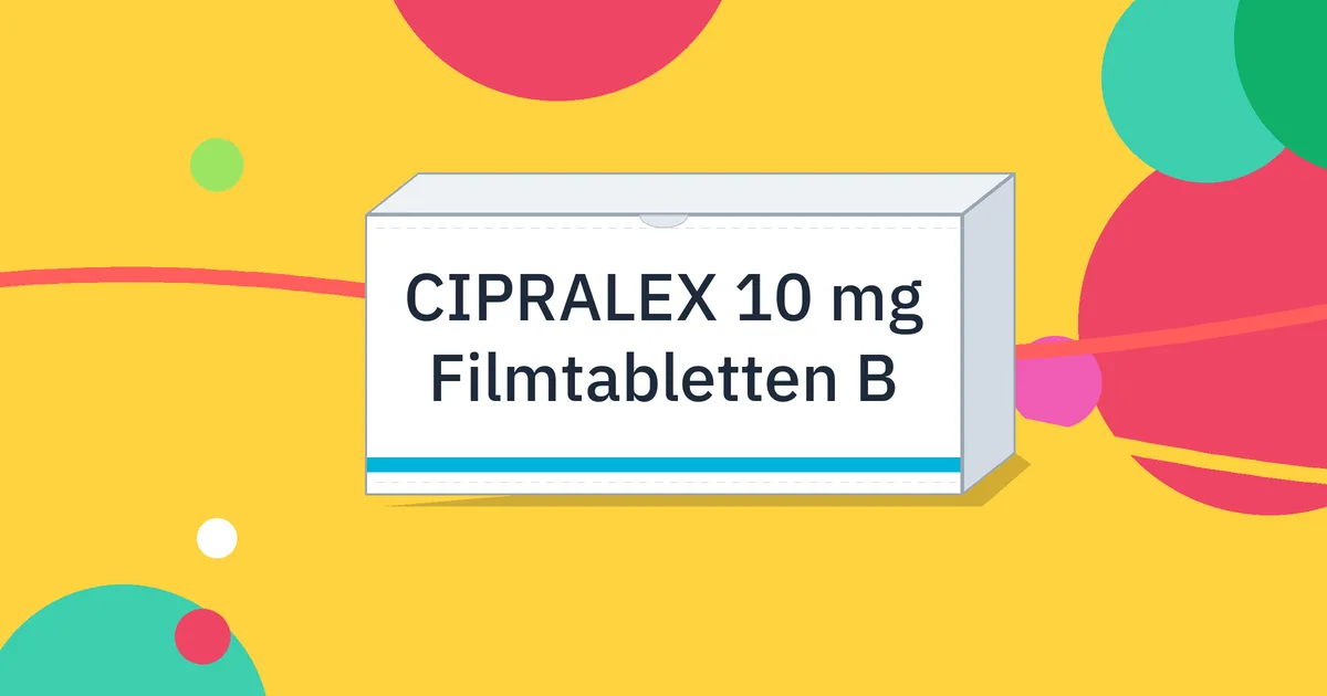 Symbolbild: Packung mit der Aufschrift CIPRALEX 10 mg Filmtabletten B (PZN 07005590) – Verfügbarkeit und Bezug in Apotheken in Frankfurt am Main