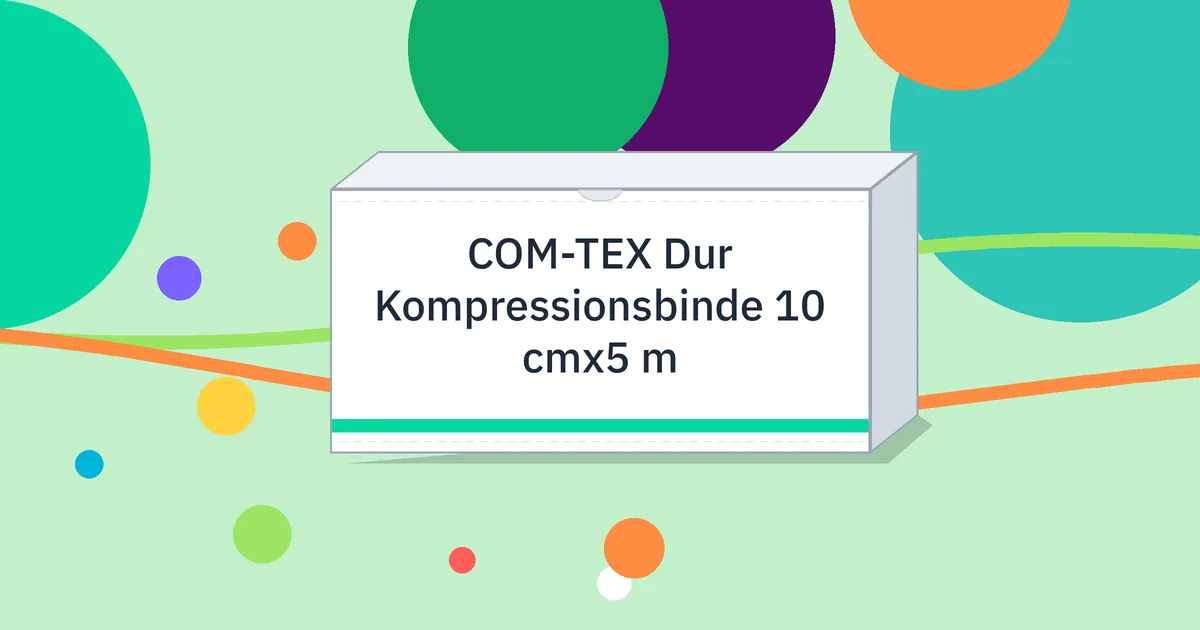 Symbolbild: Packung mit der Aufschrift COM-TEX Dur Kompressionsbinde 10 cmx5 m (PZN 04722948) – Verfügbarkeit und Bezug in Apotheken in Frankfurt am Main