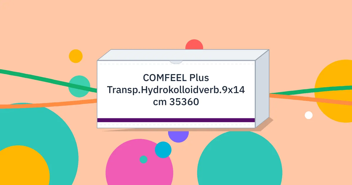 Symbolbild: Packung mit der Aufschrift COMFEEL Plus Transp.Hydrokolloidverb.9x14 cm 35360 (PZN 10781866) – Verfügbarkeit und Bezug in Apotheken in Frankfurt am Main