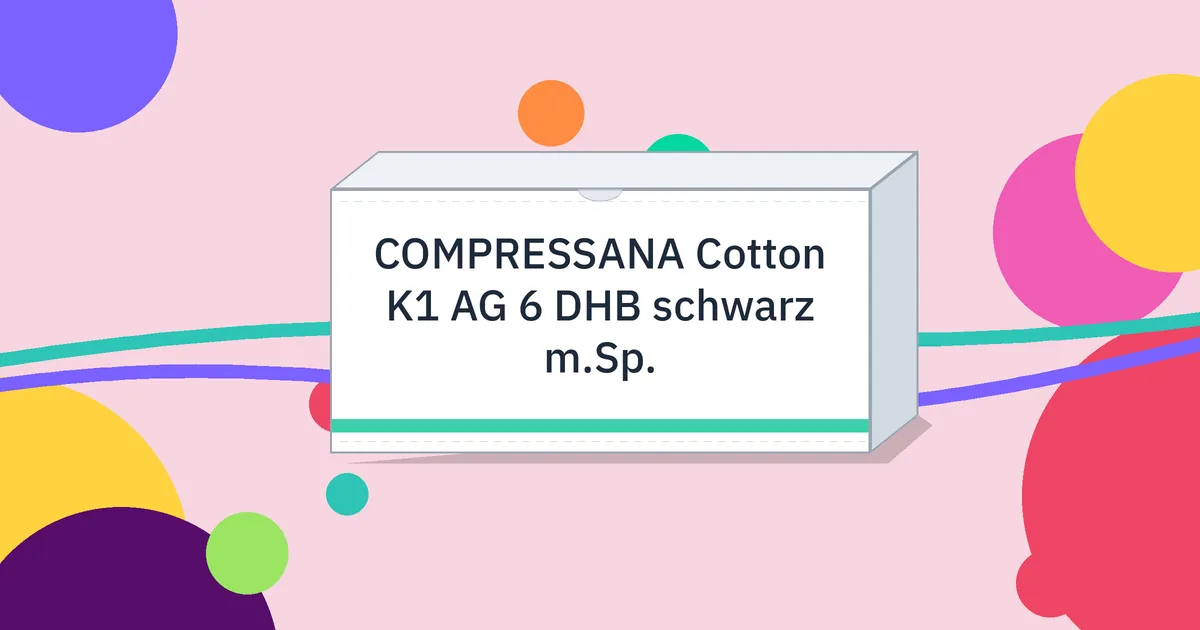 Symbolbild: Packung mit der Aufschrift COMPRESSANA Cotton K1 AG 6 DHB schwarz m.Sp. (PZN 11393669) – Verfügbarkeit und Bezug in Apotheken in Frankfurt am Main