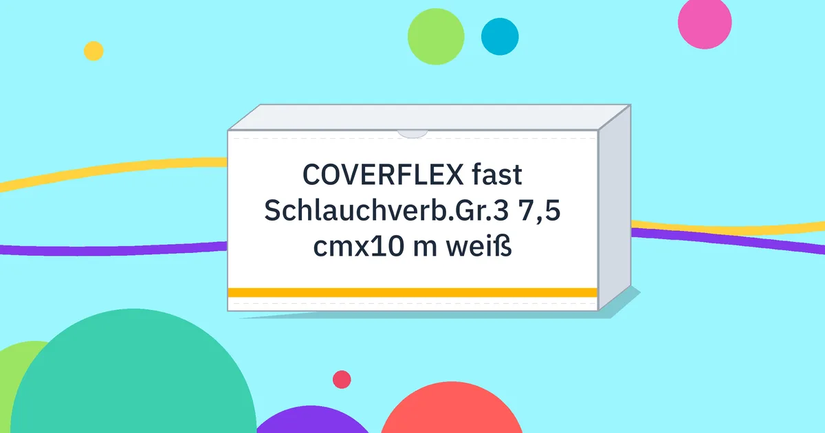 Symbolbild: Packung mit der Aufschrift COVERFLEX fast Schlauchverb.Gr.3 7,5 cmx10 m weiß (PZN 16889530) – Verfügbarkeit und Bezug in Apotheken in Frankfurt am Main