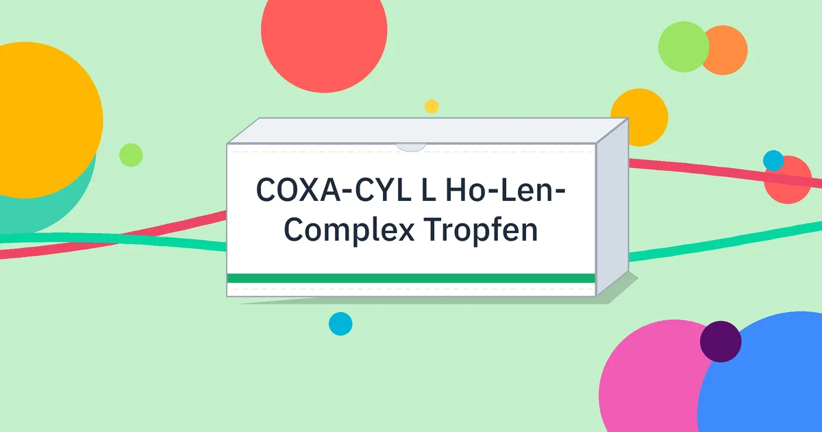 Symbolbild: Packung mit der Aufschrift COXA-CYL L Ho-Len-Complex Tropfen (PZN 03394749) – Verfügbarkeit und Bezug in Apotheken in Frankfurt am Main