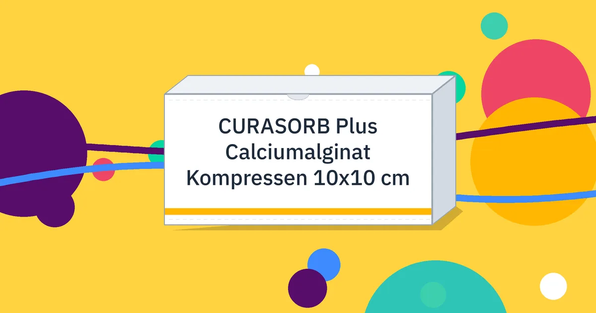 Symbolbild: Packung mit der Aufschrift CURASORB Plus Calciumalginat Kompressen 10x10 cm (PZN 00020132) – Verfügbarkeit und Bezug in Apotheken in Frankfurt am Main