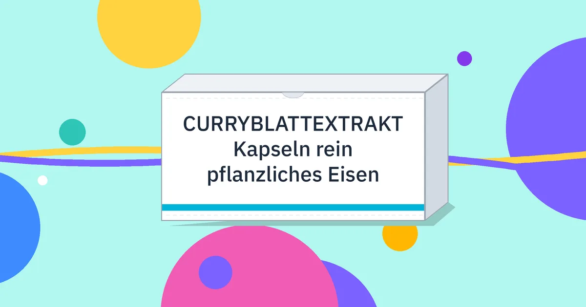 Symbolbild: Packung mit der Aufschrift CURRYBLATTEXTRAKT Kapseln rein pflanzliches Eisen (PZN 17258151) – Verfügbarkeit und Bezug in Apotheken in Frankfurt am Main