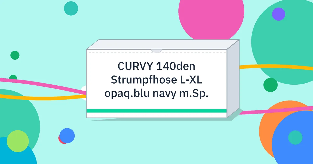 Symbolbild: Packung mit der Aufschrift CURVY 140den Strumpfhose L-XL opaq.blu navy m.Sp. (PZN 16354220) – Verfügbarkeit und Bezug in Apotheken in Frankfurt am Main