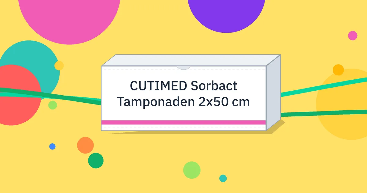 Symbolbild: Packung mit der Aufschrift CUTIMED Sorbact Tamponaden 2x50 cm (PZN 18126552) – Verfügbarkeit und Bezug in Apotheken in Frankfurt am Main