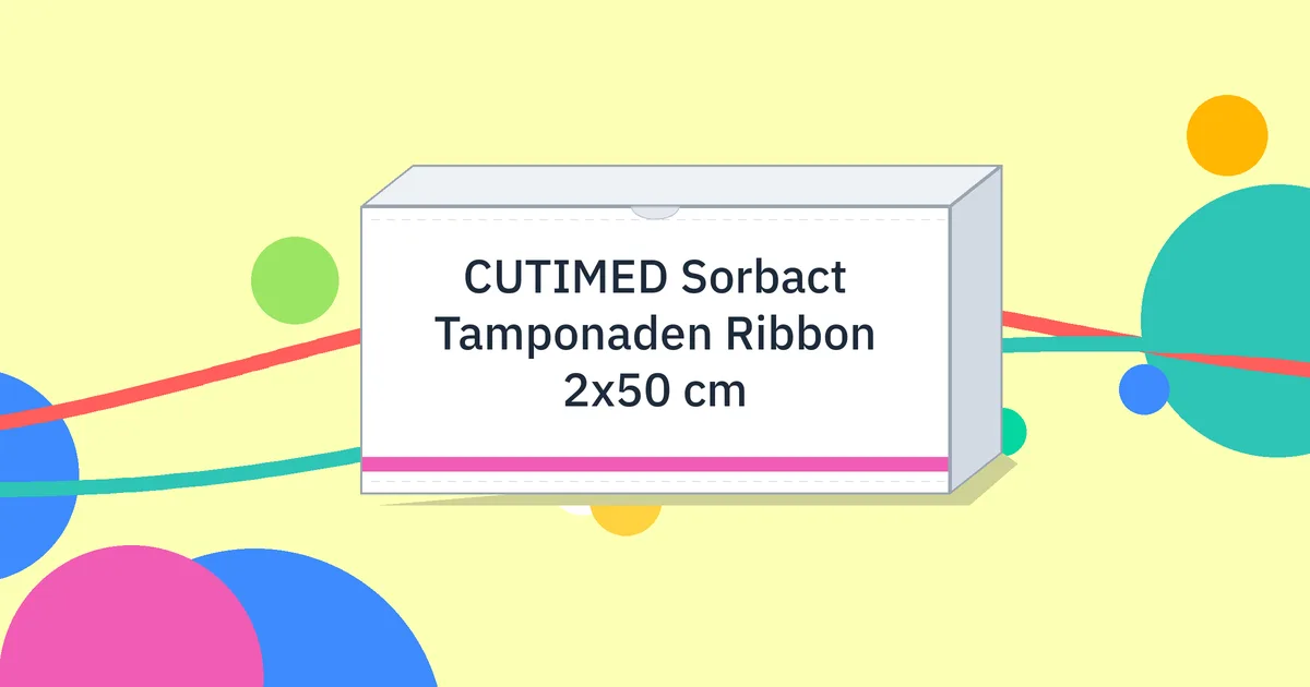 Symbolbild: Packung mit der Aufschrift CUTIMED Sorbact Tamponaden Ribbon 2x50 cm (PZN 20114177) – Verfügbarkeit und Bezug in Apotheken in Frankfurt am Main