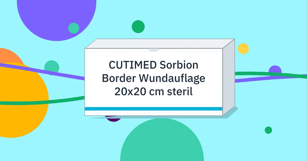 Symbolbild: Packung mit der Aufschrift CUTIMED Sorbion Border Wundauflage 20x20 cm steril (PZN 20650214) – Verfügbarkeit und Bezug in Apotheken in Frankfurt am Main