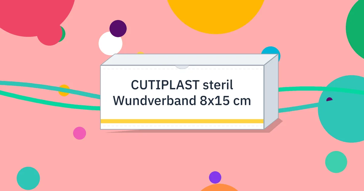 Symbolbild: Packung mit der Aufschrift CUTIPLAST steril Wundverband 8x15 cm (PZN 17831774) – Verfügbarkeit und Bezug in Apotheken in Frankfurt am Main