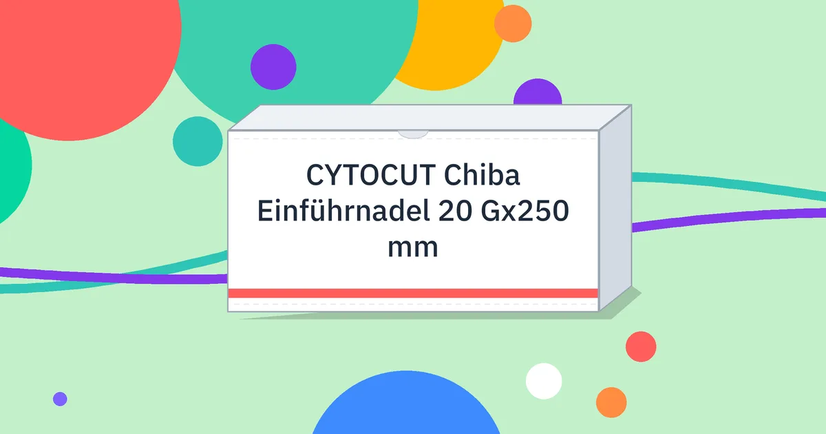 Symbolbild: Packung mit der Aufschrift CYTOCUT Chiba Einführnadel 20 Gx250 mm (PZN 16919395) – Verfügbarkeit und Bezug in Apotheken in Frankfurt am Main