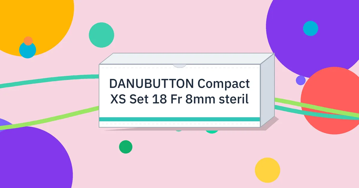 Symbolbild: Packung mit der Aufschrift DANUBUTTON Compact XS Set 18 Fr 8mm steril (PZN 19852958) – Verfügbarkeit und Bezug in Apotheken in Frankfurt am Main