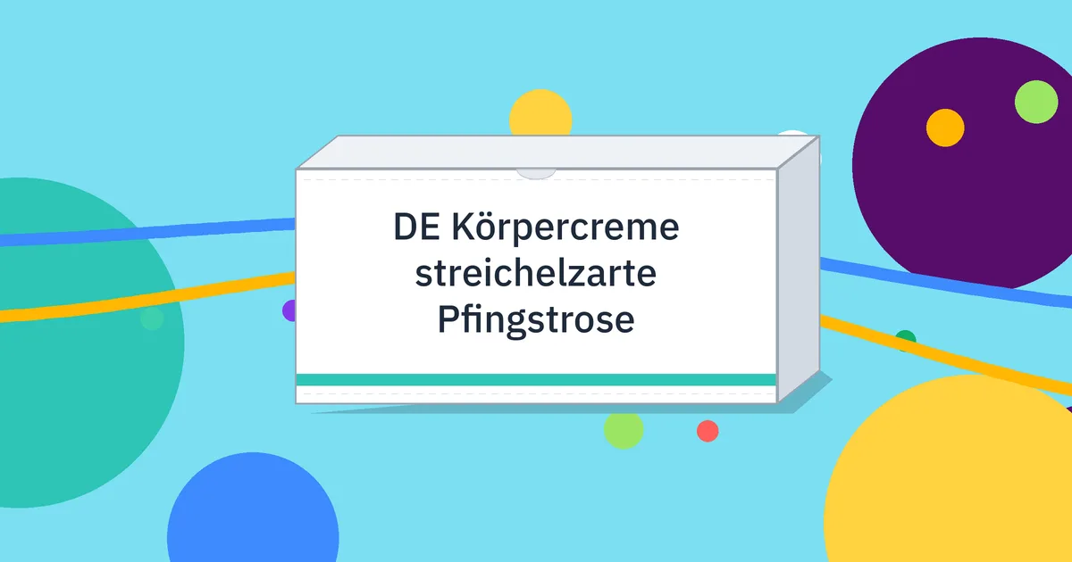 Symbolbild: Packung mit der Aufschrift DE Körpercreme streichelzarte Pfingstrose (PZN 16785405) – Verfügbarkeit und Bezug in Apotheken in Frankfurt am Main