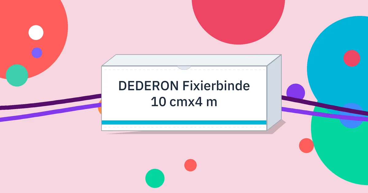 Symbolbild: Packung mit der Aufschrift DEDERON Fixierbinde 10 cmx4 m (PZN 09313686) – Verfügbarkeit und Bezug in Apotheken in Frankfurt am Main