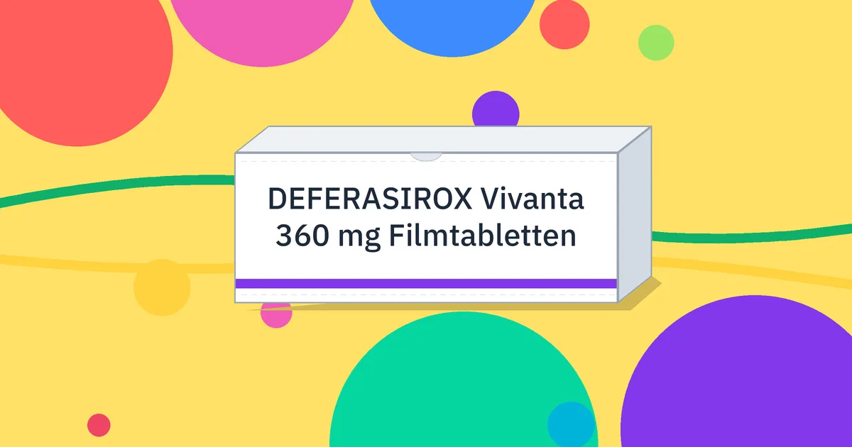 Symbolbild: Packung mit der Aufschrift DEFERASIROX Vivanta 360 mg Filmtabletten (PZN 17940262) – Verfügbarkeit und Bezug in Apotheken in Frankfurt am Main