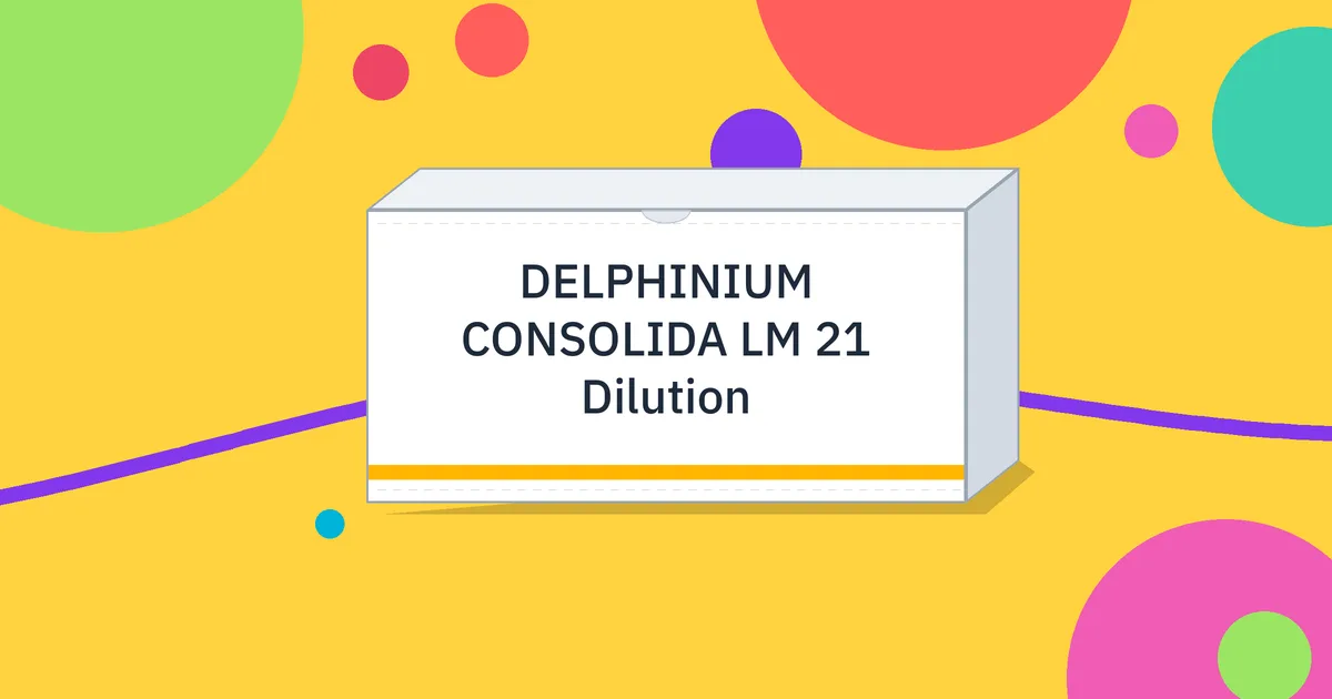 Symbolbild: Packung mit der Aufschrift DELPHINIUM CONSOLIDA LM 21 Dilution (PZN 13463411) – Verfügbarkeit und Bezug in Apotheken in Frankfurt am Main