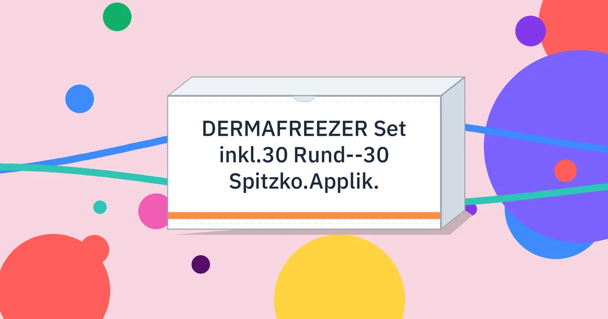 Symbolbild: Packung mit der Aufschrift DERMAFREEZER Set inkl.30 Rund--30 Spitzko.Applik. (PZN 19124561) – Verfügbarkeit und Bezug in Apotheken in Frankfurt am Main