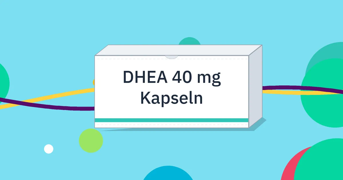 Symbolbild: Packung mit der Aufschrift DHEA 40 mg Kapseln (PZN 18682744) – Verfügbarkeit und Bezug in Apotheken in Frankfurt am Main