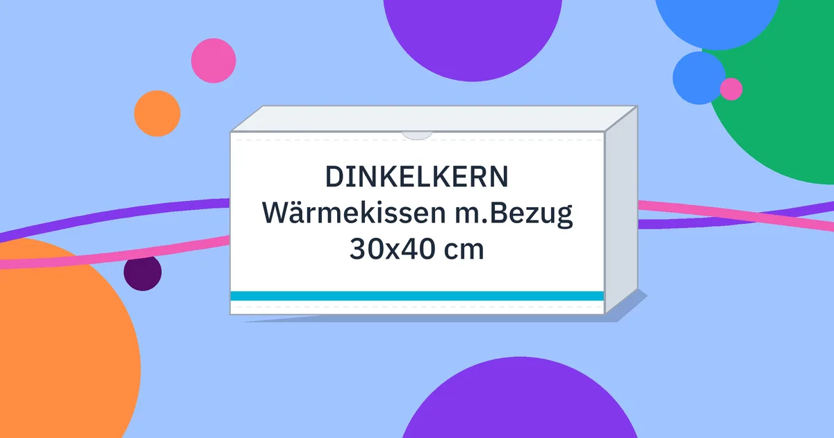 Symbolbild: Packung mit der Aufschrift DINKELKERN Wärmekissen m.Bezug 30x40 cm (PZN 06079250) – Verfügbarkeit und Bezug in Apotheken in Frankfurt am Main
