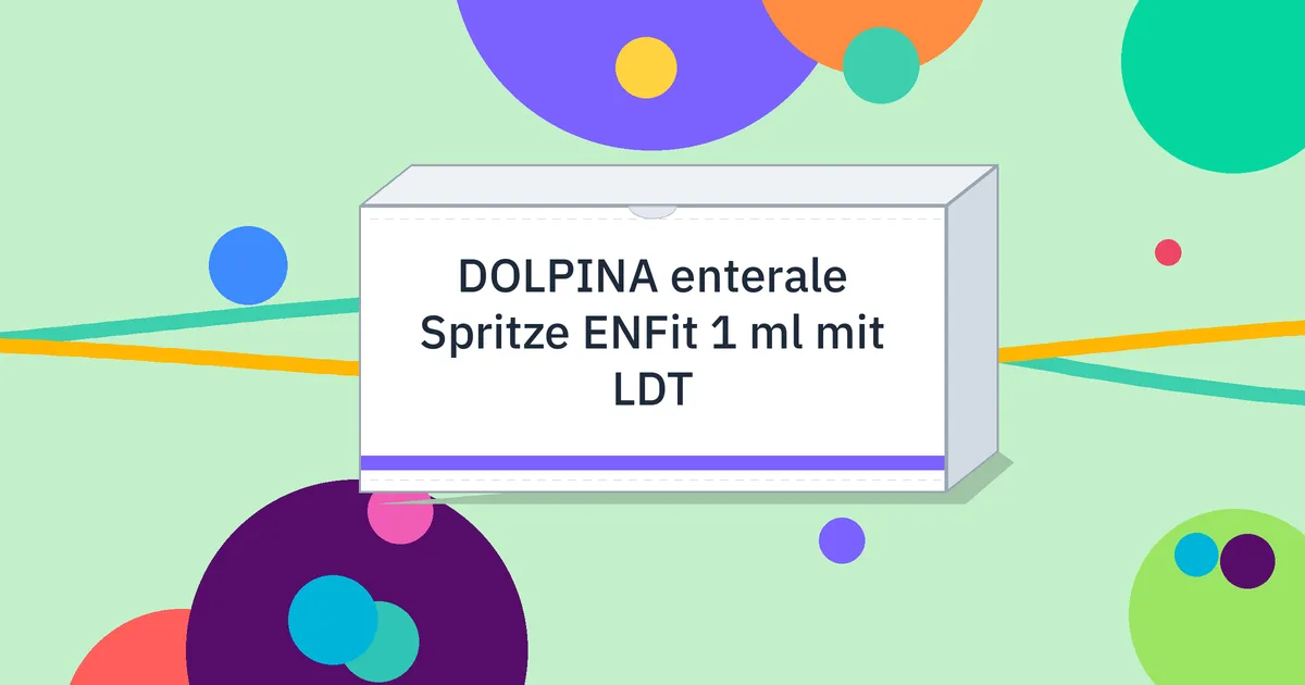 Symbolbild: Packung mit der Aufschrift DOLPINA enterale Spritze ENFit 1 ml mit LDT (PZN 18714094) – Verfügbarkeit und Bezug in Apotheken in Frankfurt am Main
