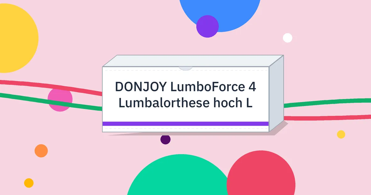 Symbolbild: Packung mit der Aufschrift DONJOY LumboForce 4 Lumbalorthese hoch L (PZN 19378126) – Verfügbarkeit und Bezug in Apotheken in Frankfurt am Main