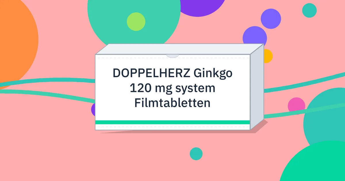 Symbolbild: Packung mit der Aufschrift DOPPELHERZ Ginkgo 120 mg system Filmtabletten (PZN 10963248) – Verfügbarkeit und Bezug in Apotheken in Frankfurt am Main