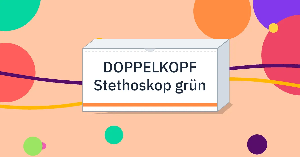 Symbolbild: Packung mit der Aufschrift DOPPELKOPF Stethoskop grün (PZN 14265400) – Verfügbarkeit und Bezug in Apotheken in Frankfurt am Main