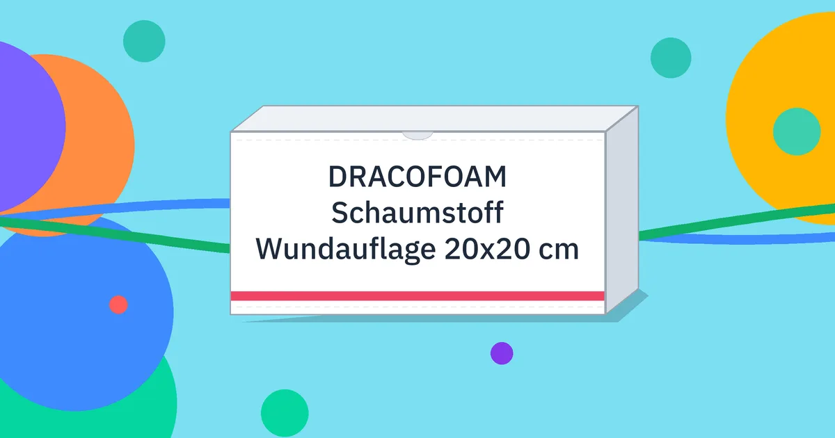 Symbolbild: Packung mit der Aufschrift DRACOFOAM Schaumstoff Wundauflage 20x20 cm (PZN 03693587) – Verfügbarkeit und Bezug in Apotheken in Frankfurt am Main
